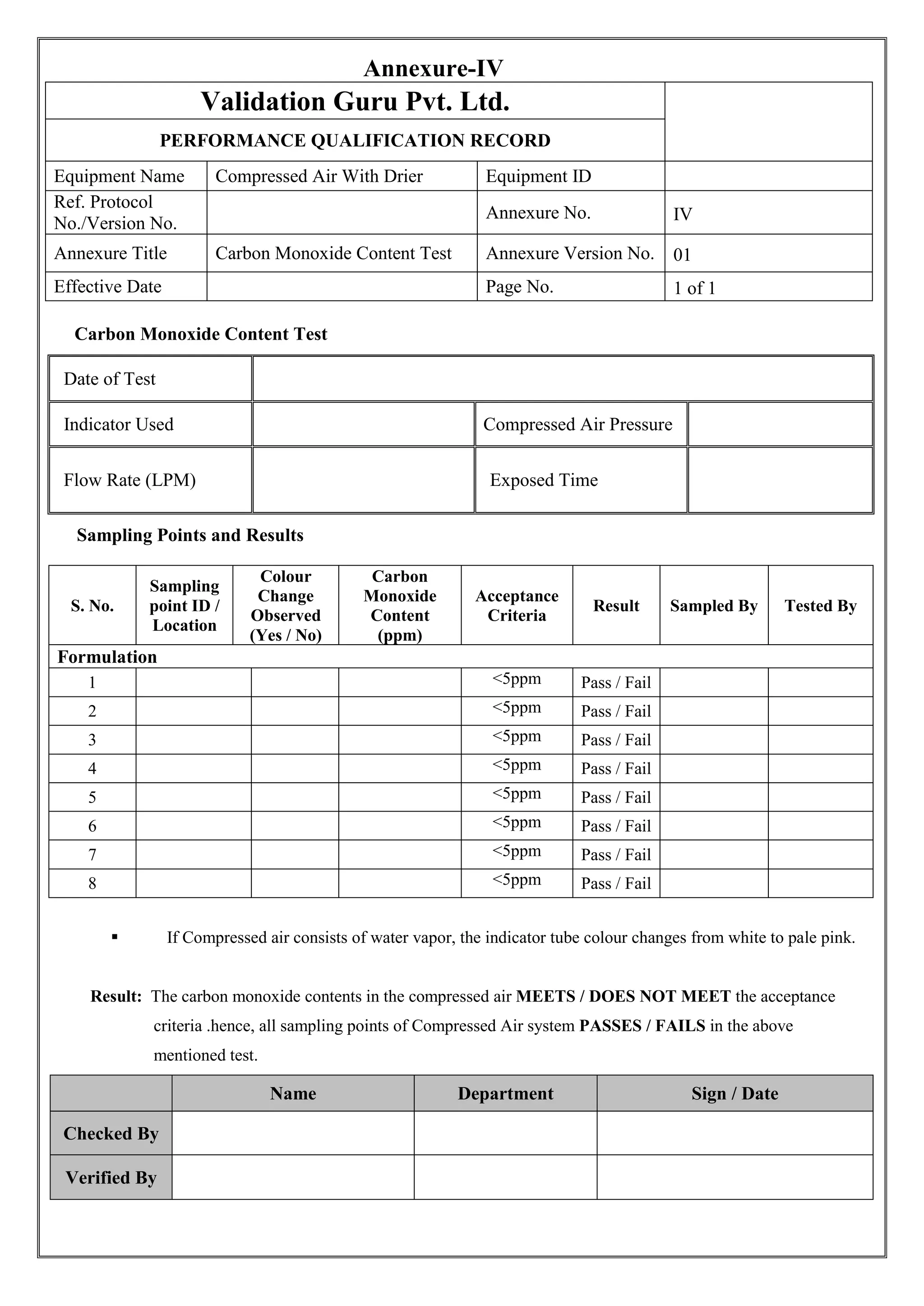 Protocol for compressed air validation | PDF