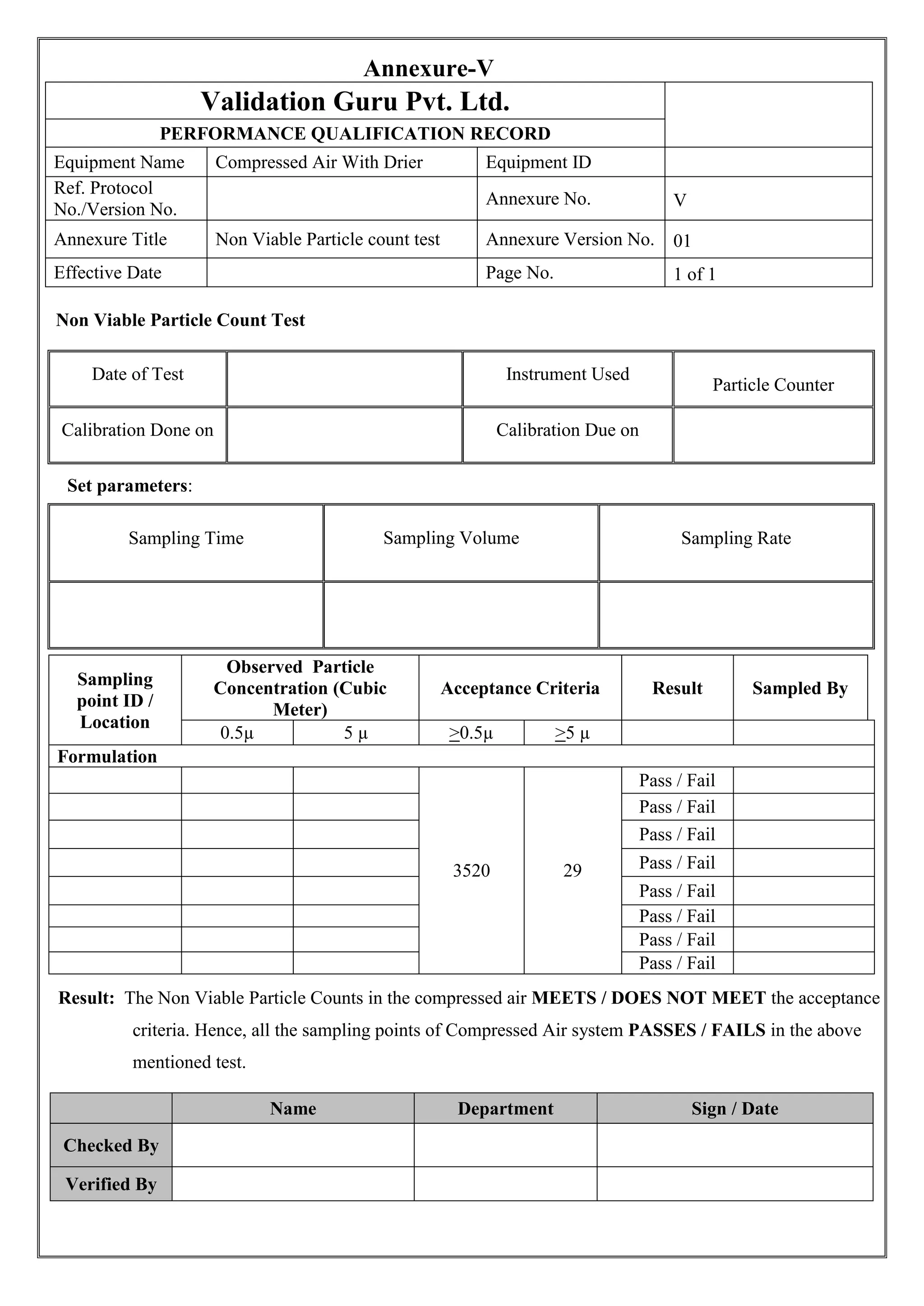 Protocol for compressed air validation | PDF