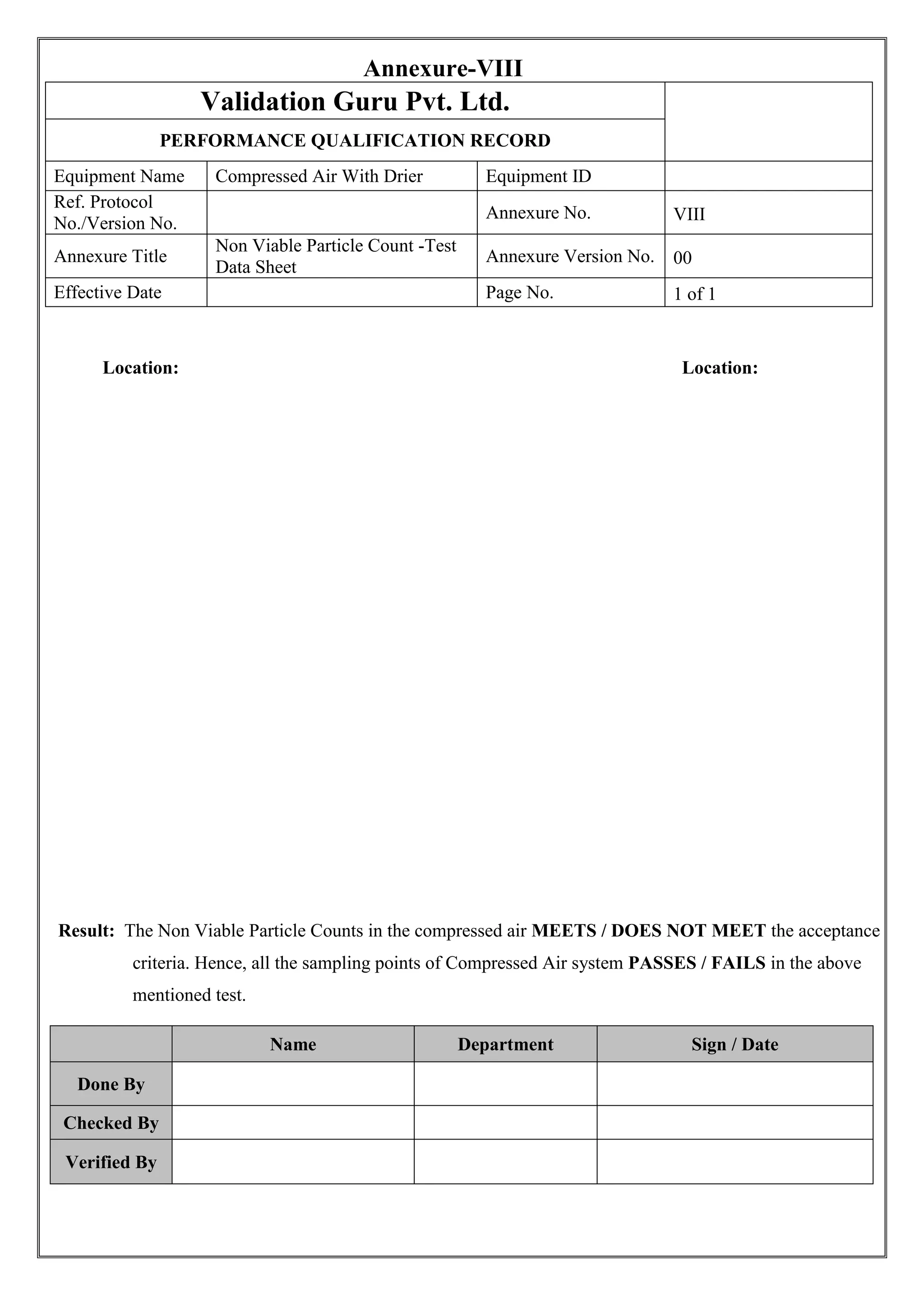 Protocol for compressed air validation | PDF