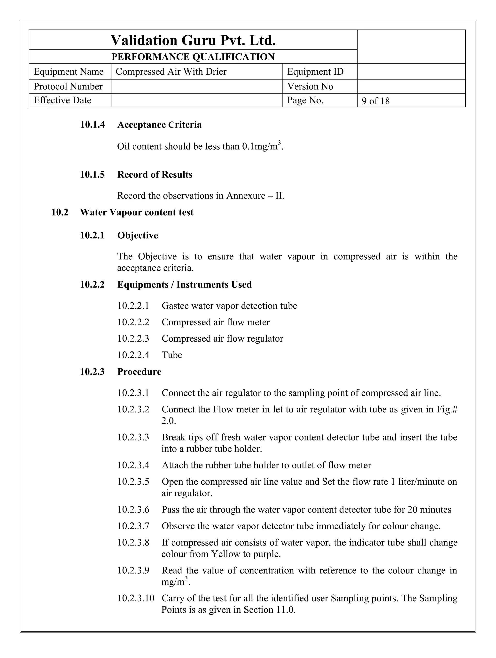 Protocol for compressed air validation | PDF