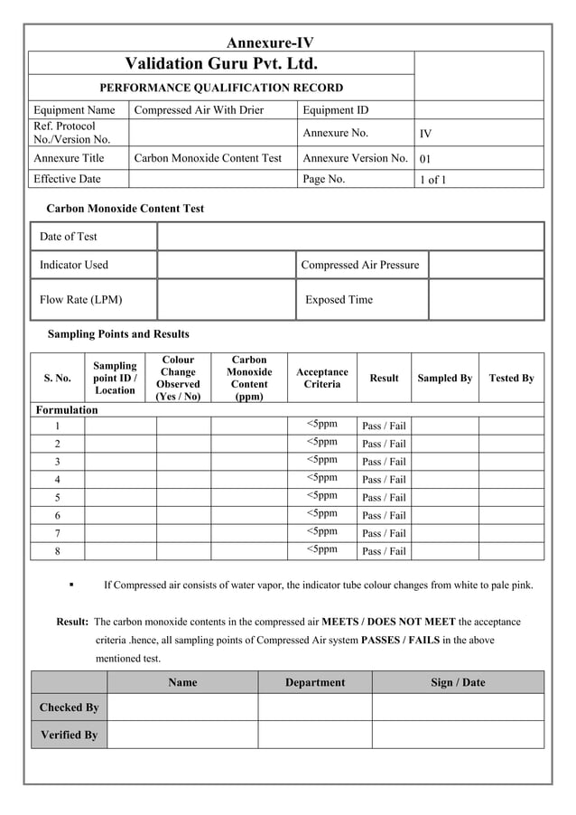 Protocol for compressed air validation | PDF