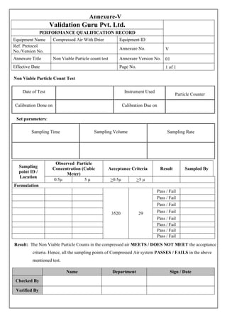Protocol for compressed air validation | PDF