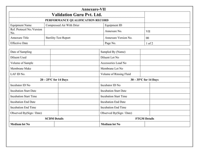 Protocol for compressed air validation | PDF