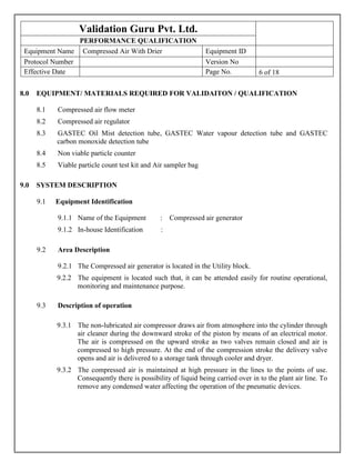 Protocol for compressed air validation | PDF