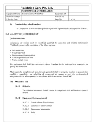 Protocol for compressed air validation | PDF