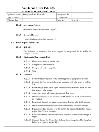Protocol for compressed air validation | PDF