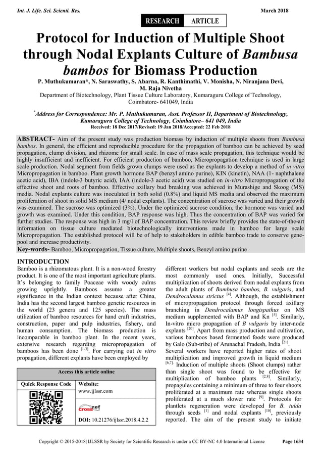 Protocol For Induction Of Multiple Shoot Through Nodal Explants Culture