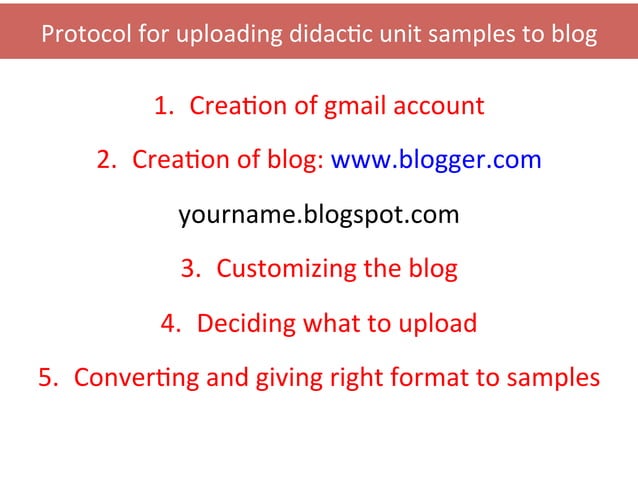 Protocol for uploading samples to blog | PDF