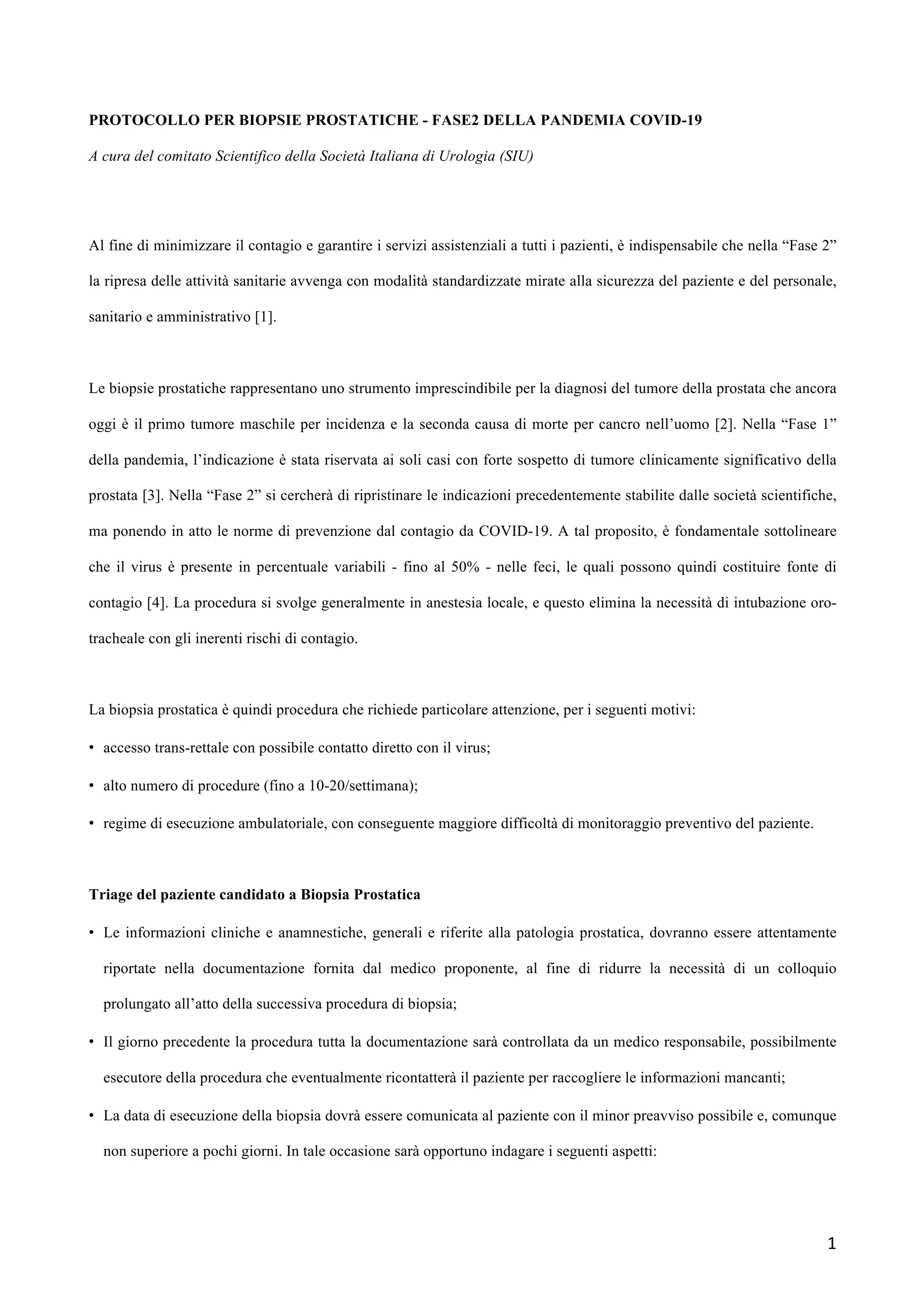 Protocollo biopsie prostatiche fase 2 | PDF