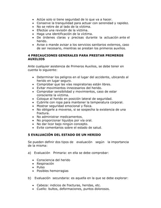 Protocolo de actuación en primeros auxilios | PDF