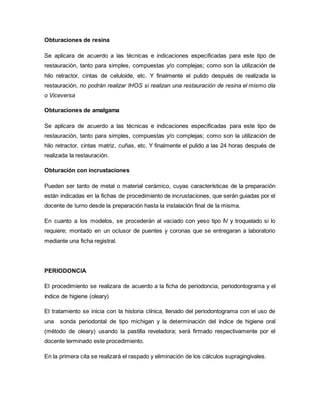 Protocolo de clinica estomatológica integral del adulto ii | DOCX