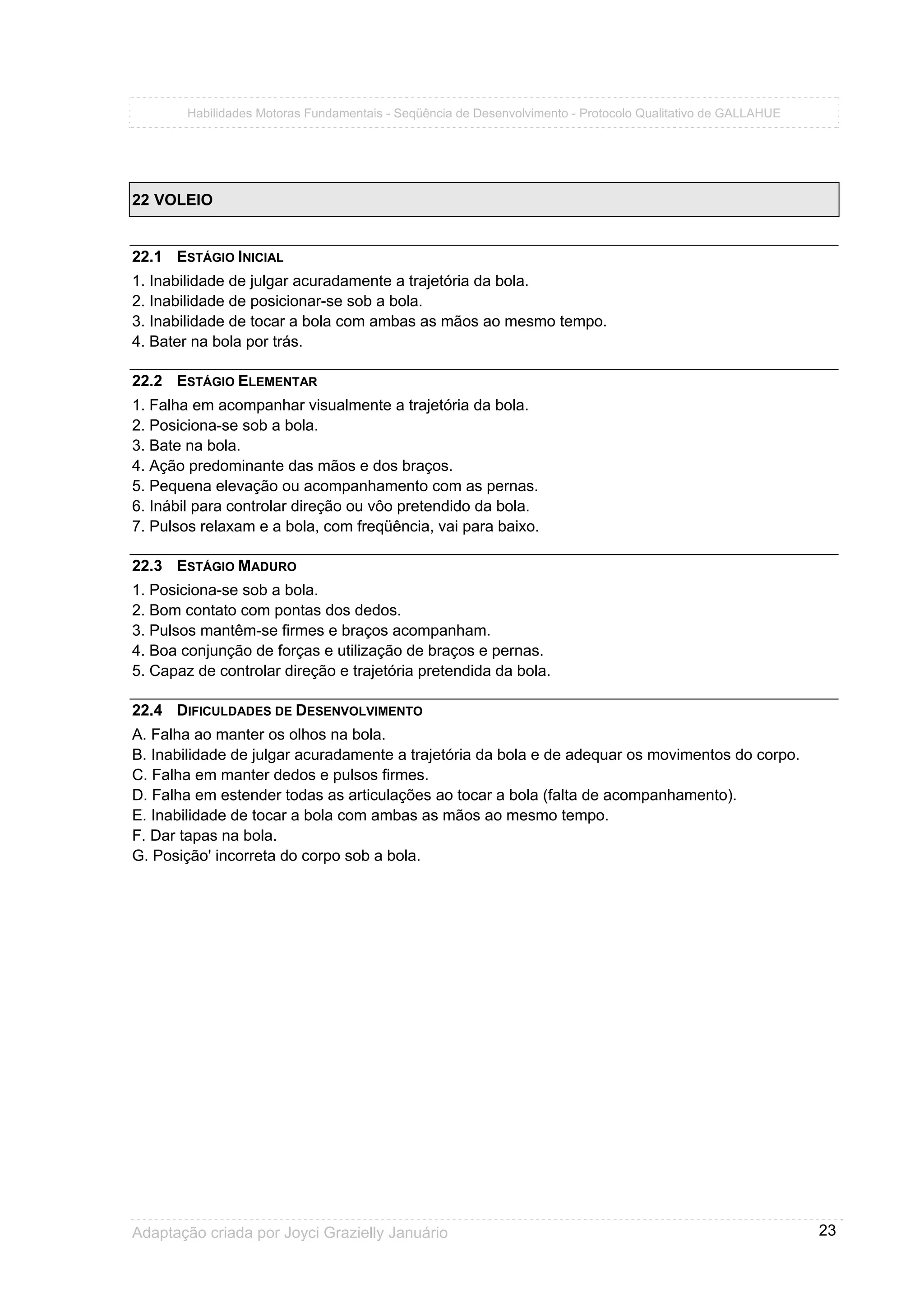 Protocolo de gallahue | PDF