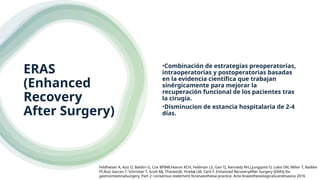 PROTOCOLO ERAS EN CIRUGIA GENERAL Y LAPAROSCOPICA | PPTX
