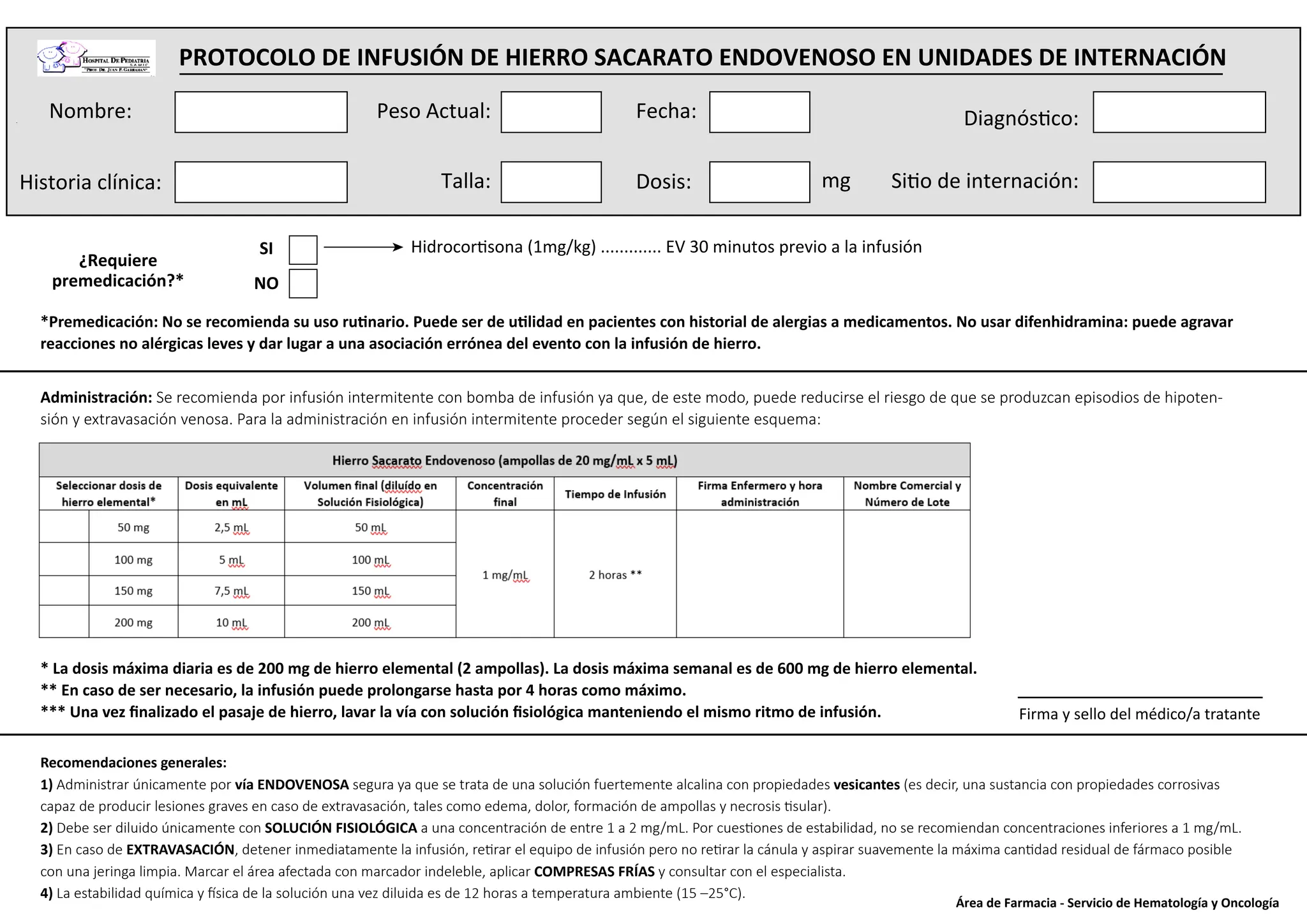Protocolo infusion de hierro endovenoso | PDF