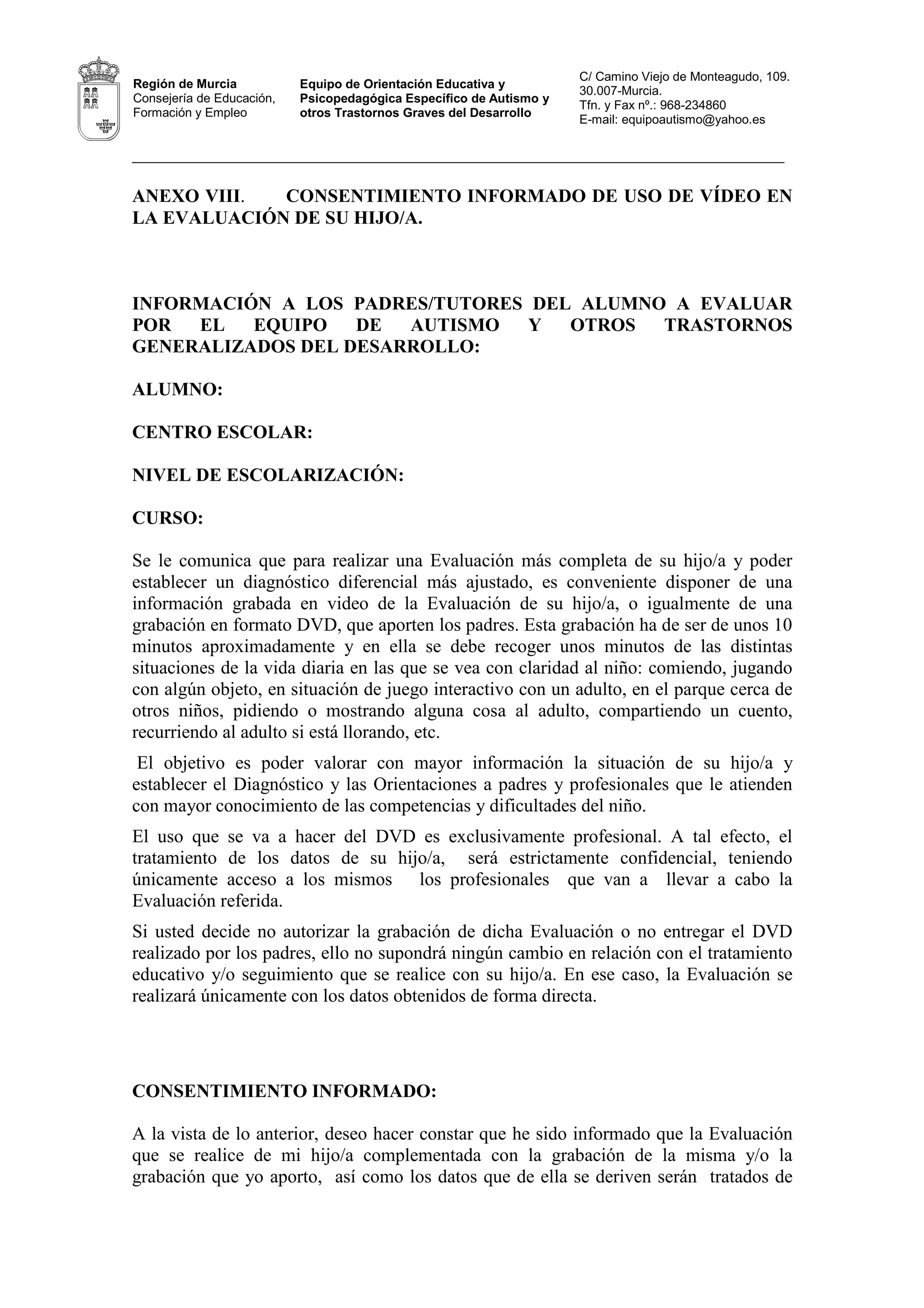PROTOCOLO PARA LA EVALUACIÓN DEL ALUMNADO CON AUTISMO Y CON OTROS ...