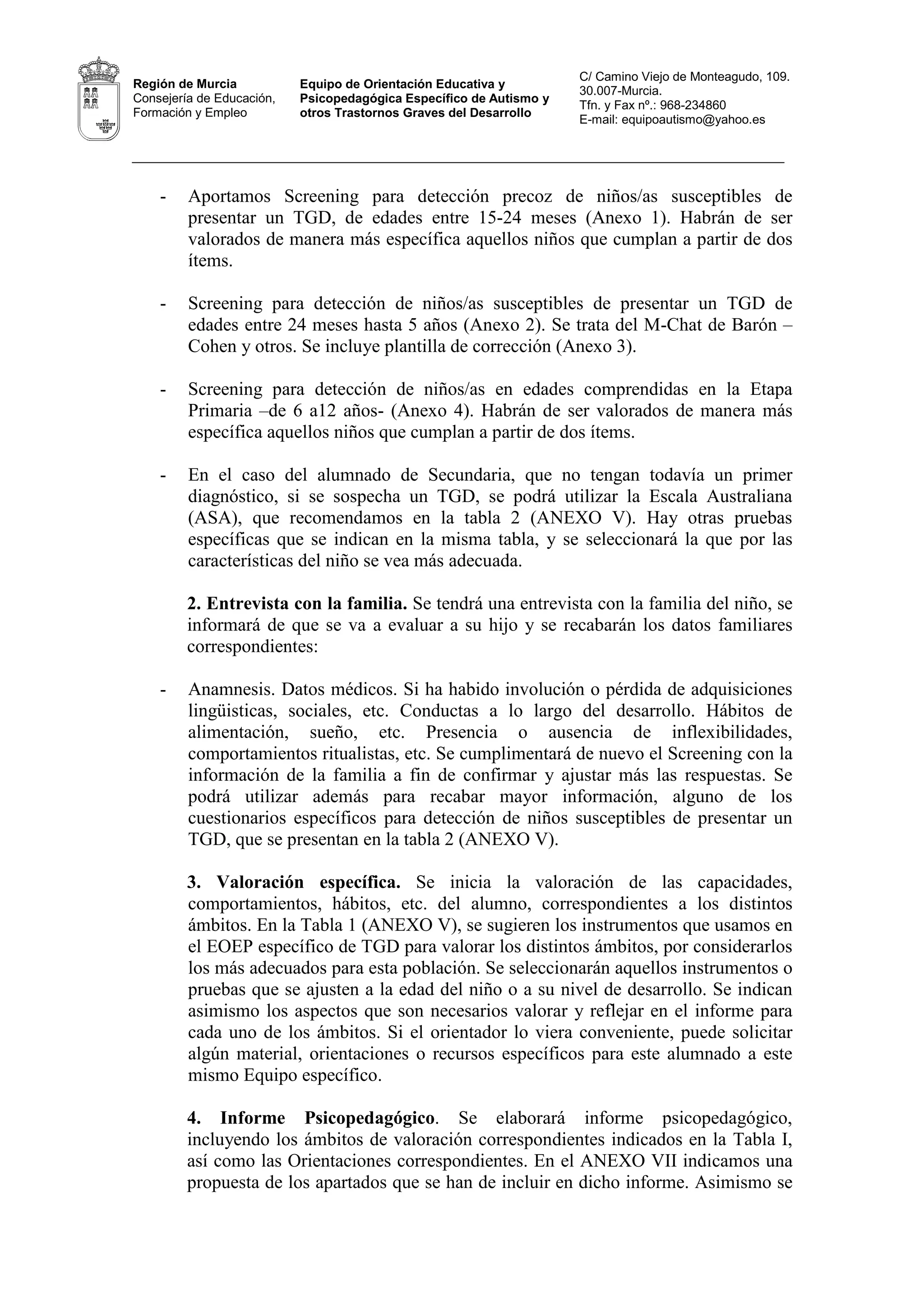 PROTOCOLO PARA LA EVALUACIÓN DEL ALUMNADO CON AUTISMO Y CON OTROS ...