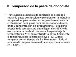 Protocolo para la obtención de barras de chocolates | PPTX