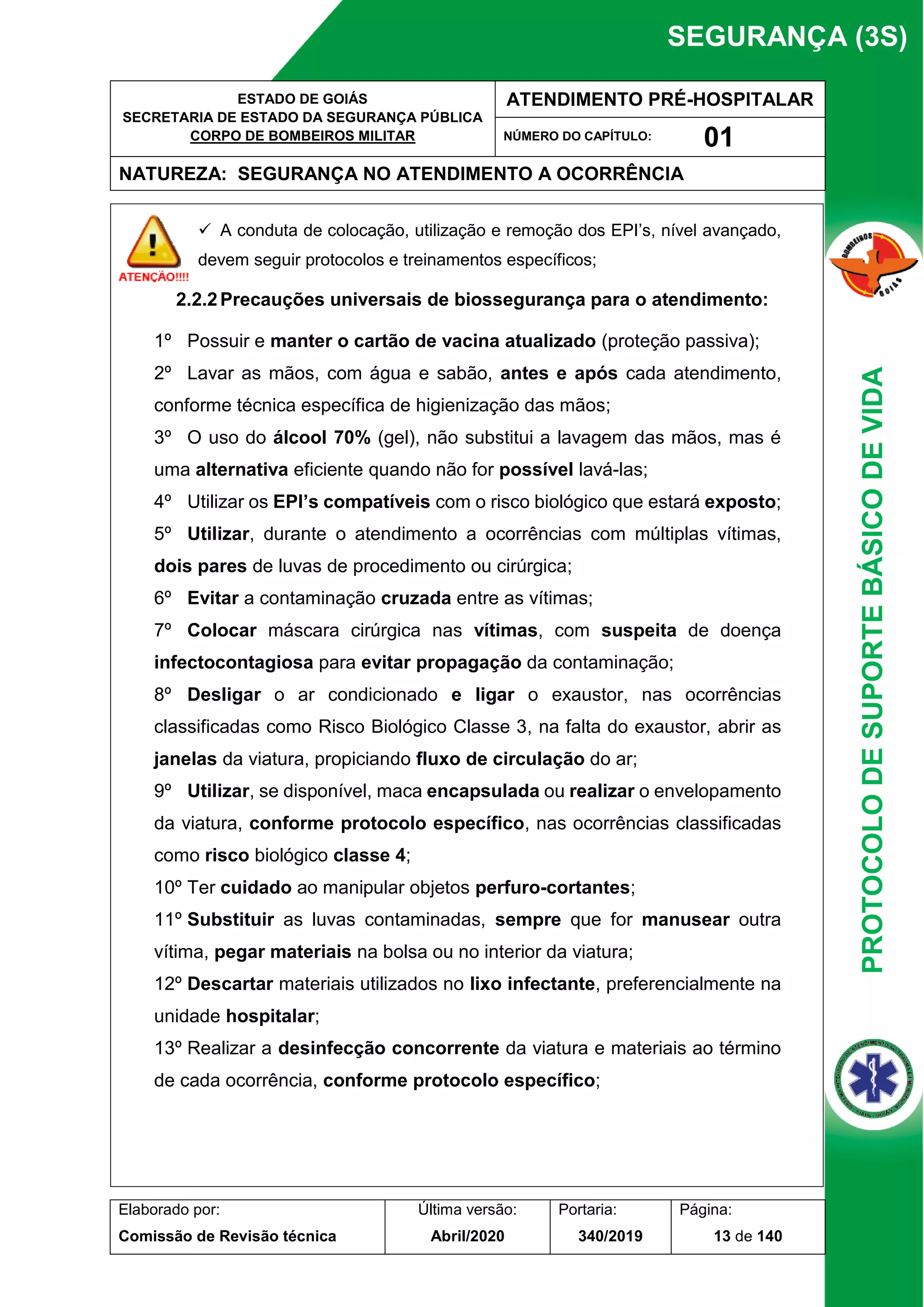Protocolo para o Suporte Básico de Vida do CBMGO | PDF