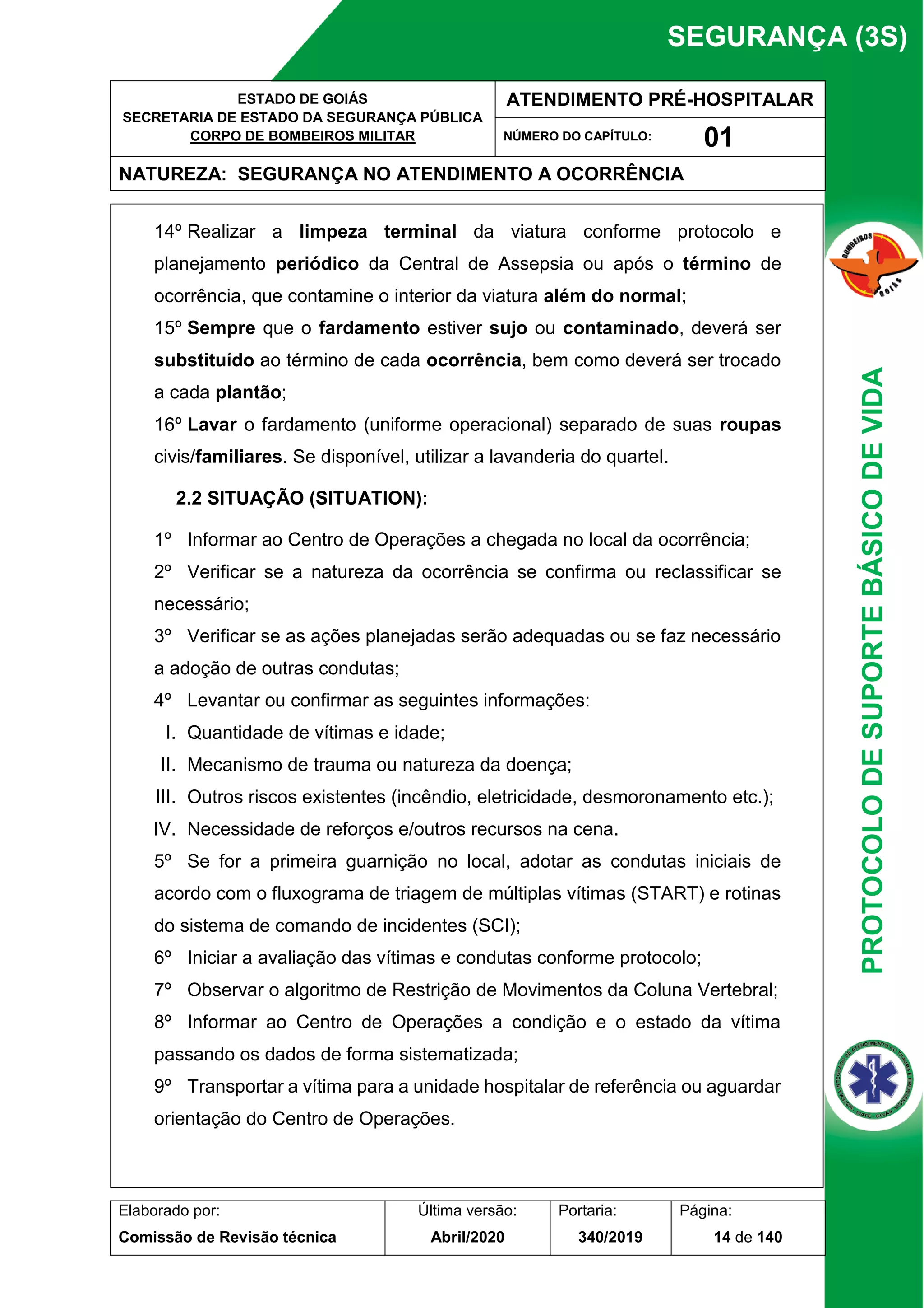 Protocolo para o Suporte Básico de Vida do CBMGO | PDF