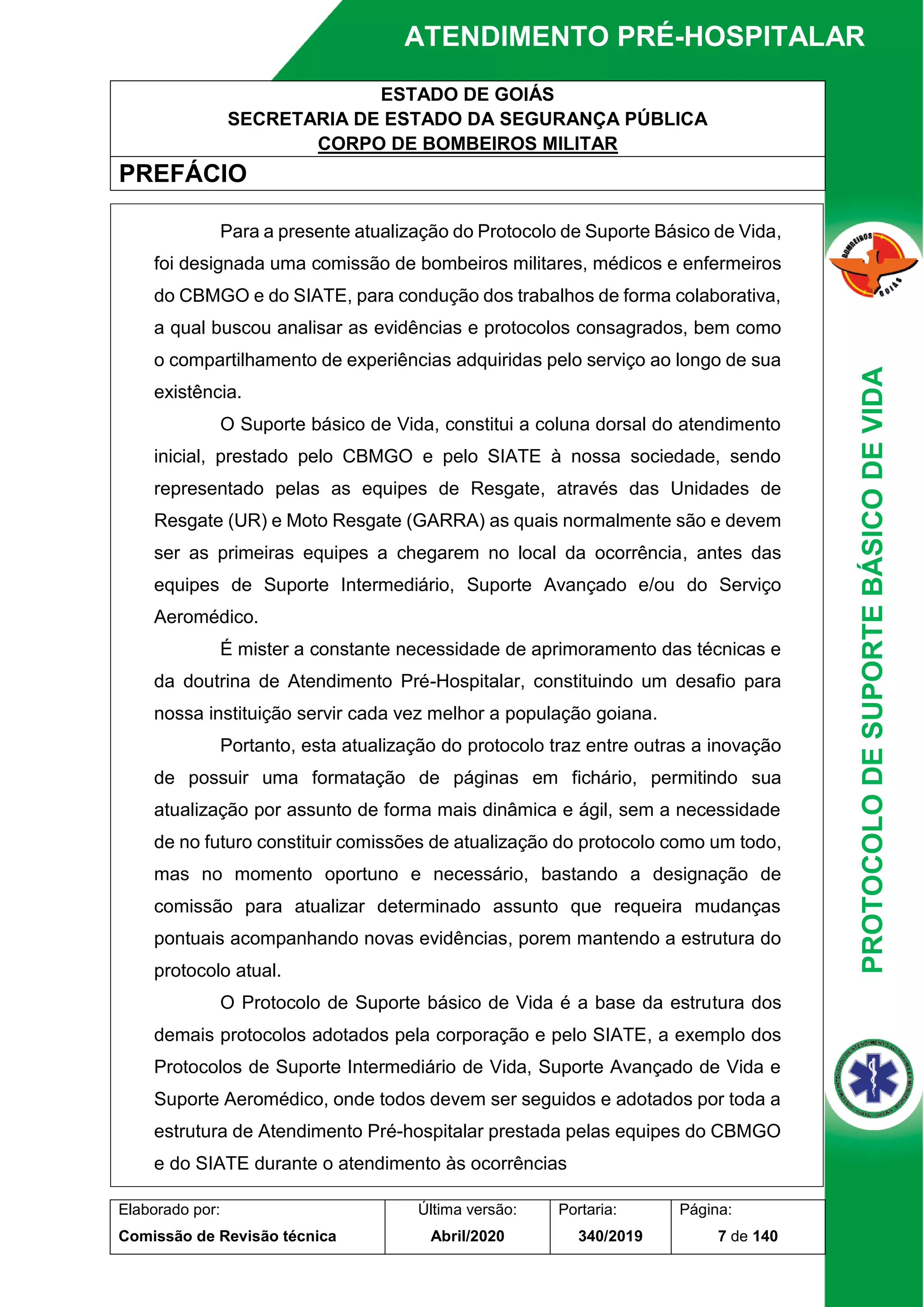 Protocolo para o Suporte Básico de Vida do CBMGO | PDF