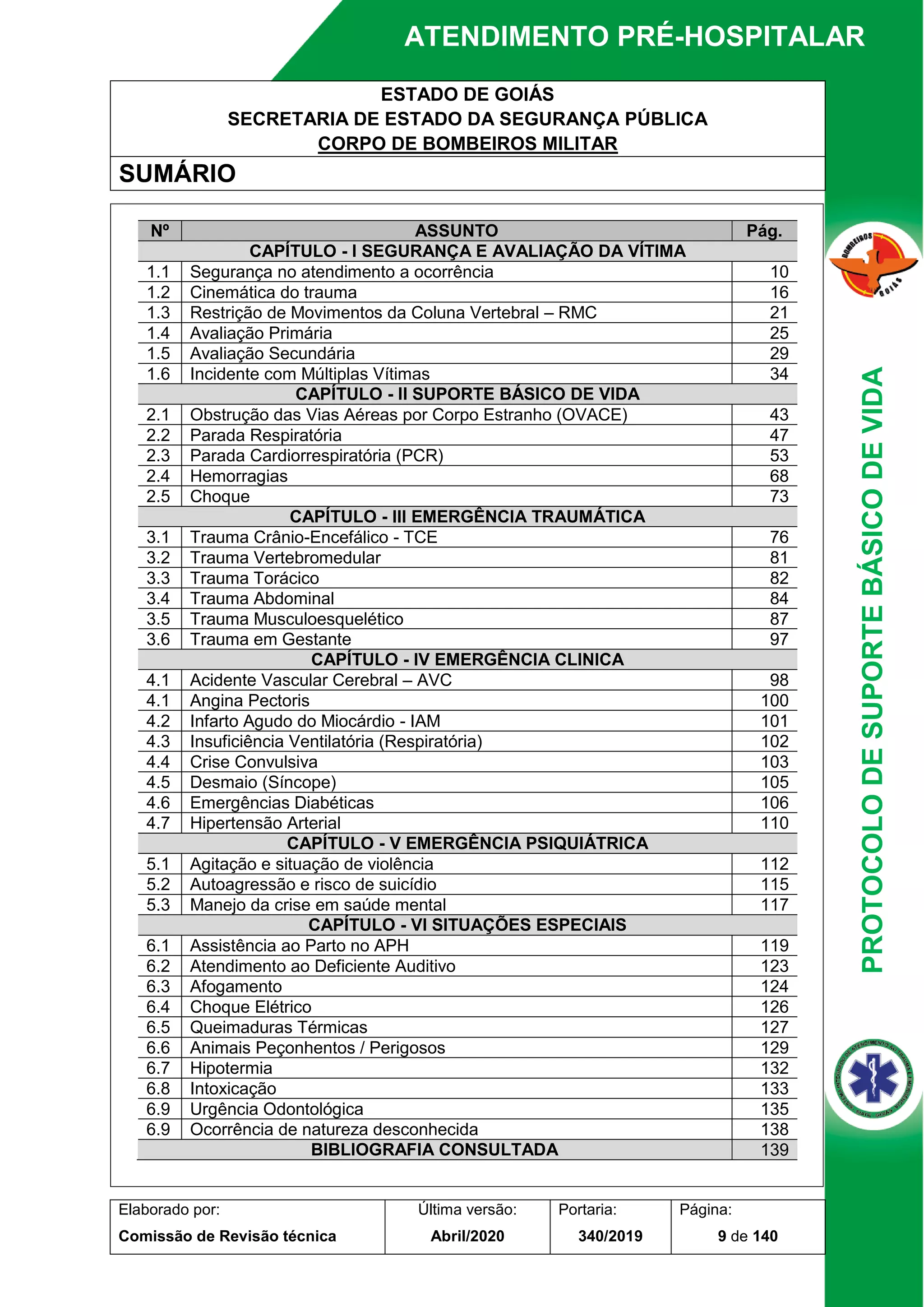 Protocolo para o Suporte Básico de Vida do CBMGO | PDF