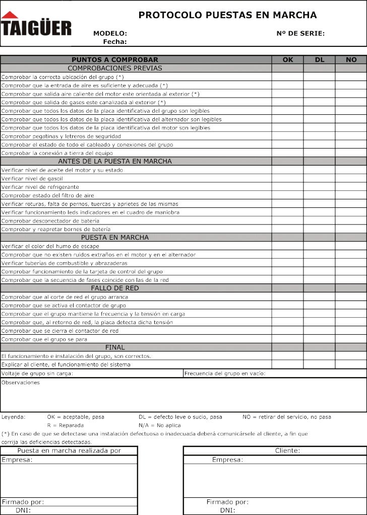 Puesta A Punto Grupo Electrógeno