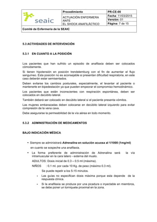 Protocolo shock anafilactico | PDF