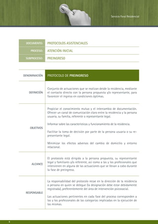 Protocolos de actuación. Residencias de personas mayores. Servicio ...