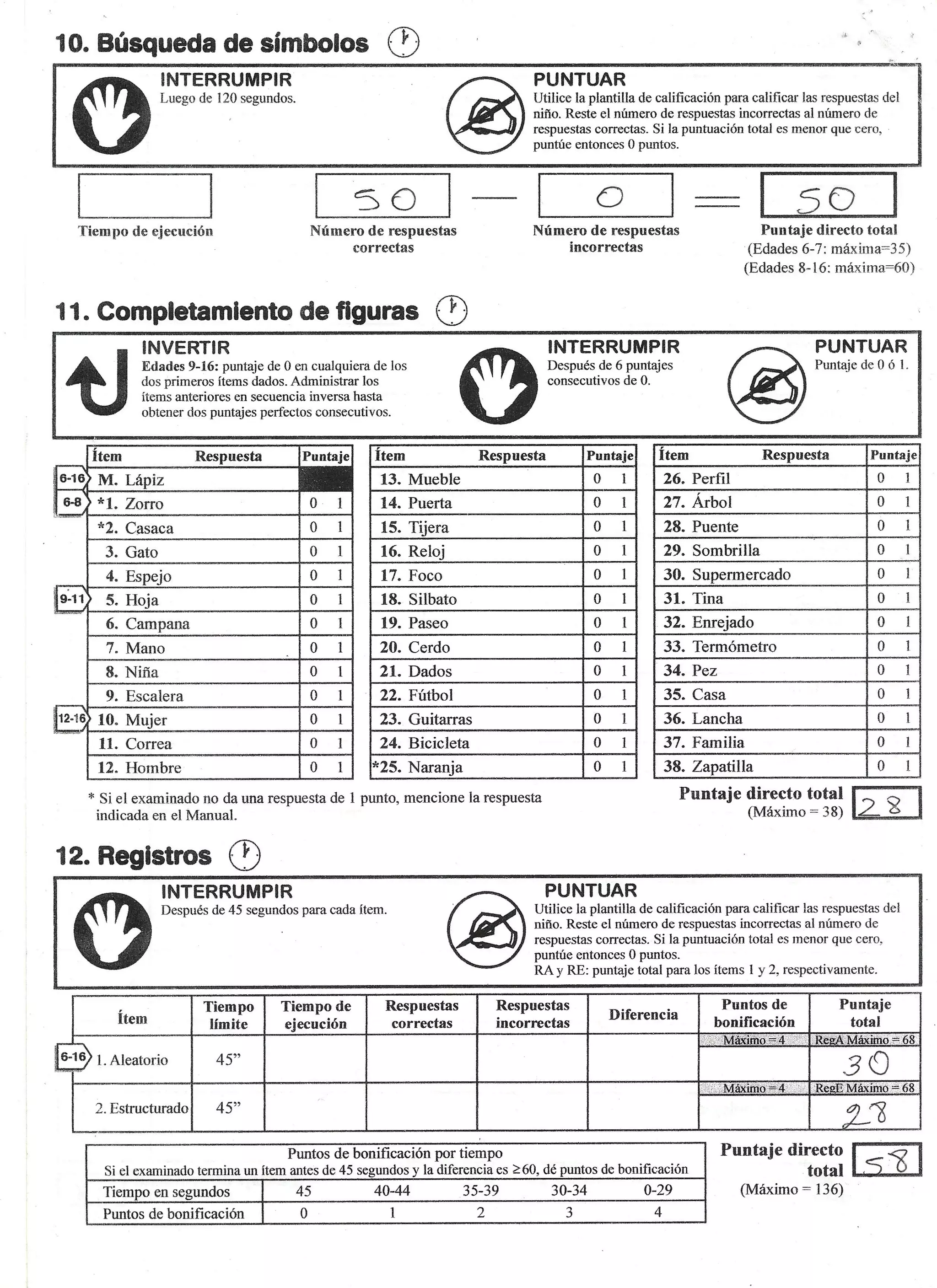Protocolo wisc iv | PDF