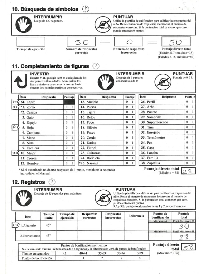 Protocolo wisc iv | PDF