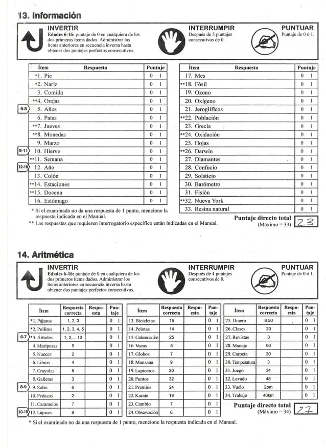 Protocolo wisc iv | PDF