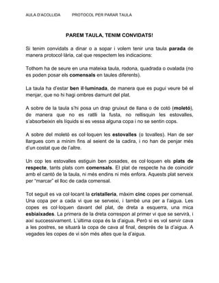 Protocol parament de taula | PDF