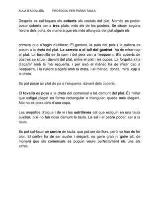 Protocol parament de taula | PDF
