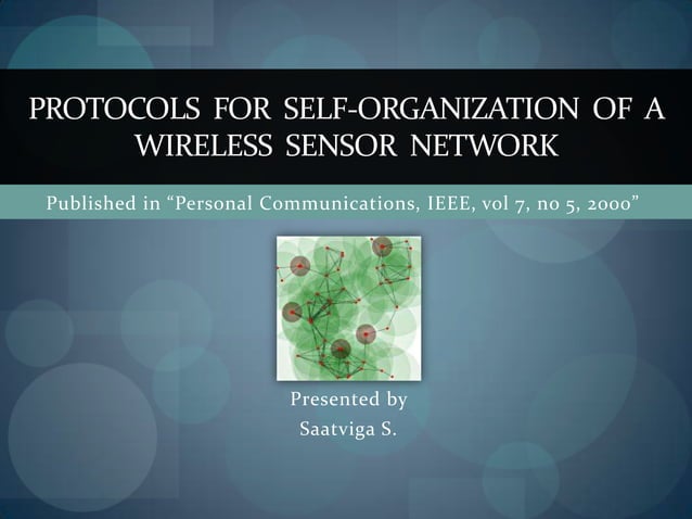 Protocols For Self Organisation Of A Wireless Sensor Network | PPT
