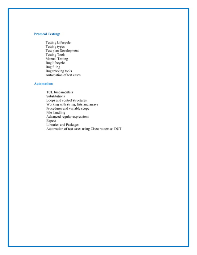 Protocol Testing Course Content Pdf