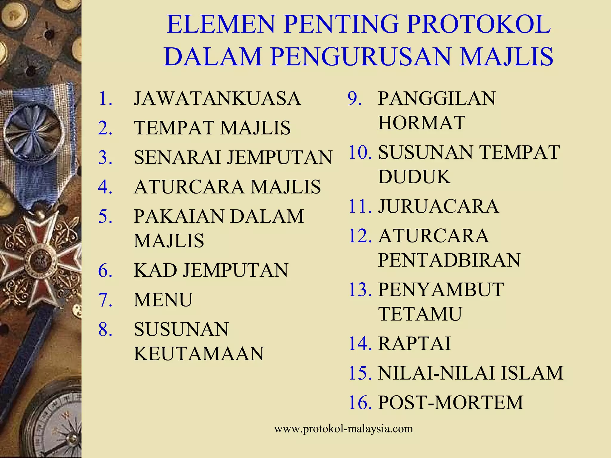 Protokol dalam pengurusan majlis | PPT