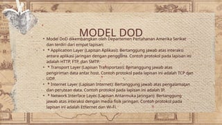Presentasi tentang protokol jaringan,model DoD dan model OSI | PPTX
