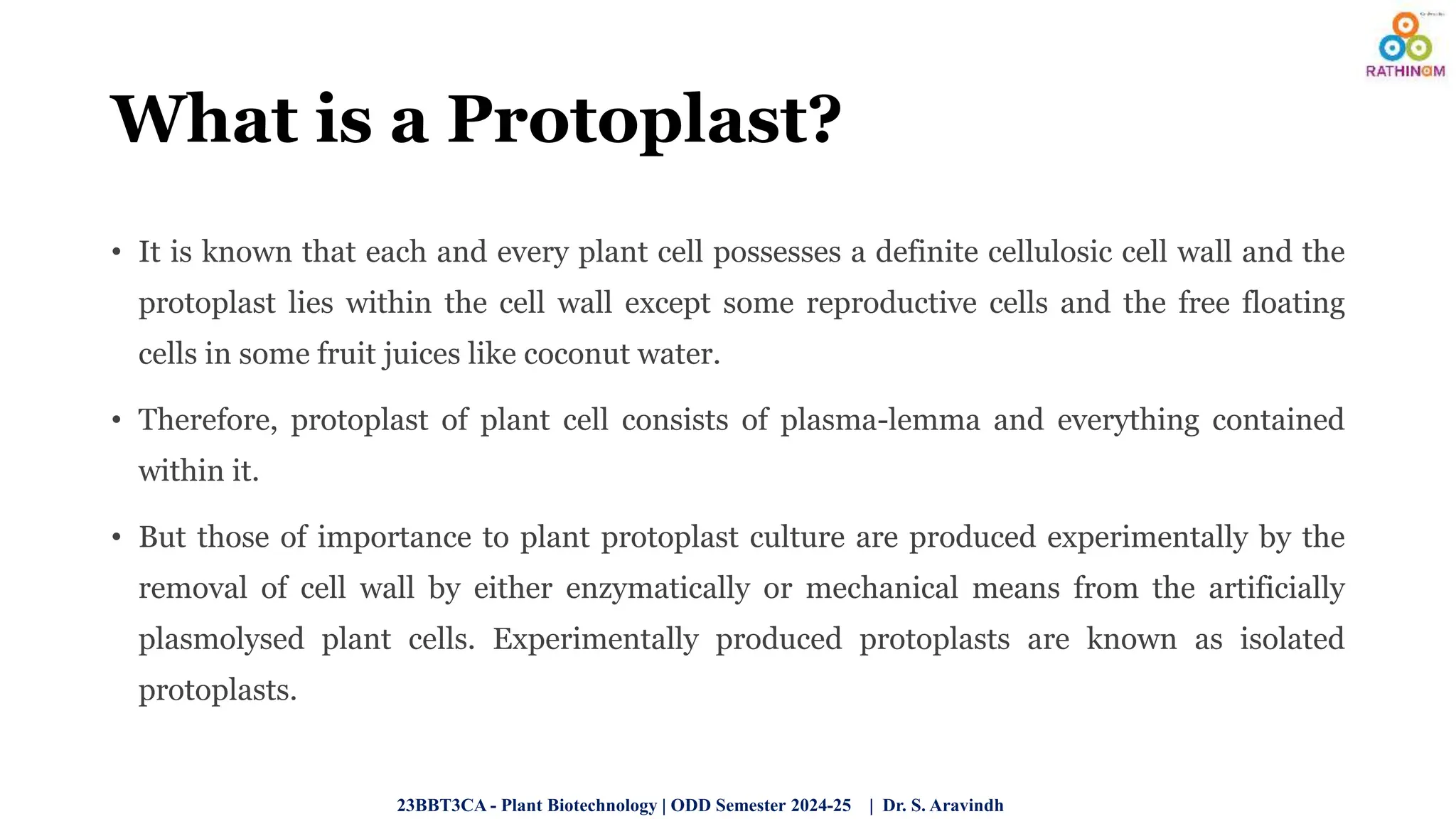 Protoplast culture is a plant cell without cell wall | PPTX