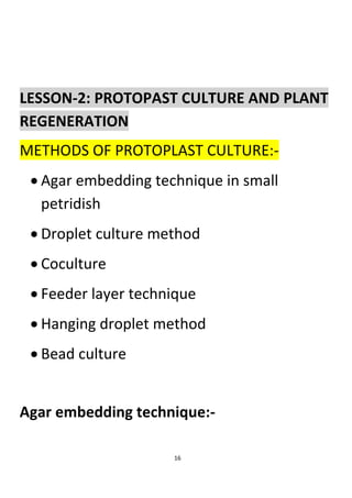 Protoplast culture and fusion | PDF