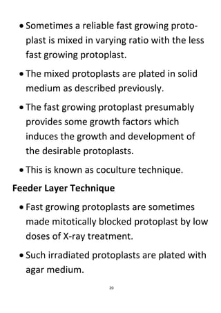 Protoplast culture and fusion | PDF