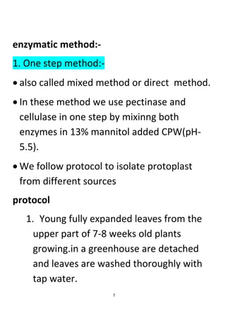 Protoplast culture and fusion | PDF