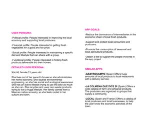 User Profiles and Wireframe Presentation, UX course example | PDF