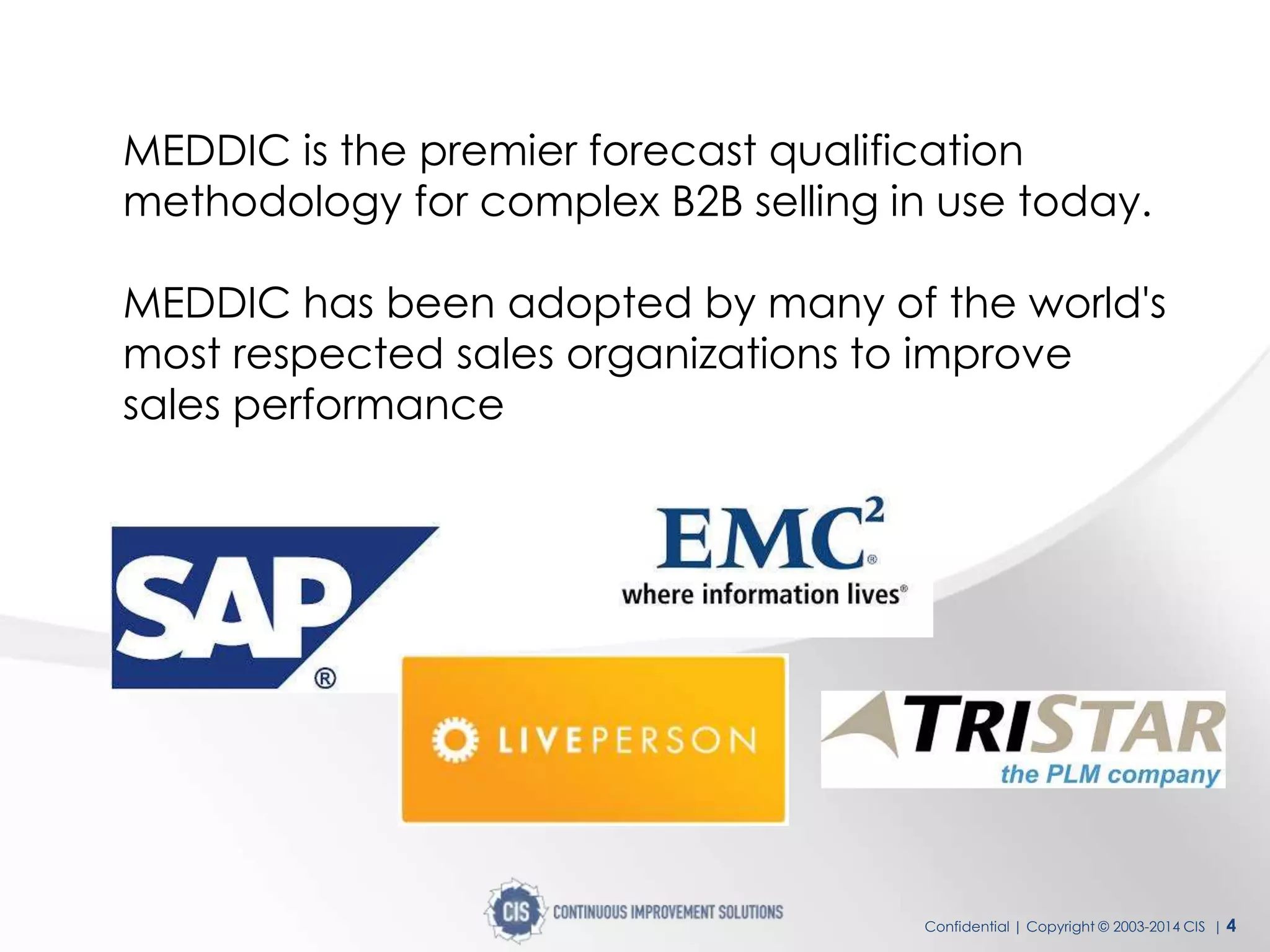 Continuous Improvement - MEDDIC high impact solution overview | PPT