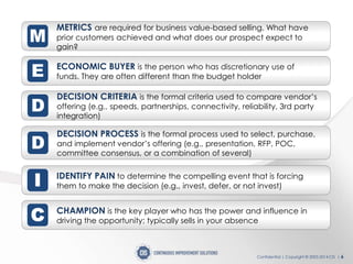 Continuous Improvement - MEDDIC high impact solution overview | PPT