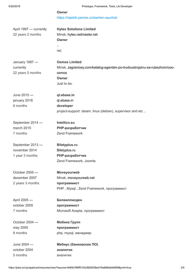 Siarhei M. Vauchok (http://github.com/hs-matty) CV / 25-05-2019 | PDF