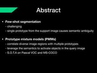 Review : Prototype Mixture Models for Few-shot Semantic Segmentation | PDF