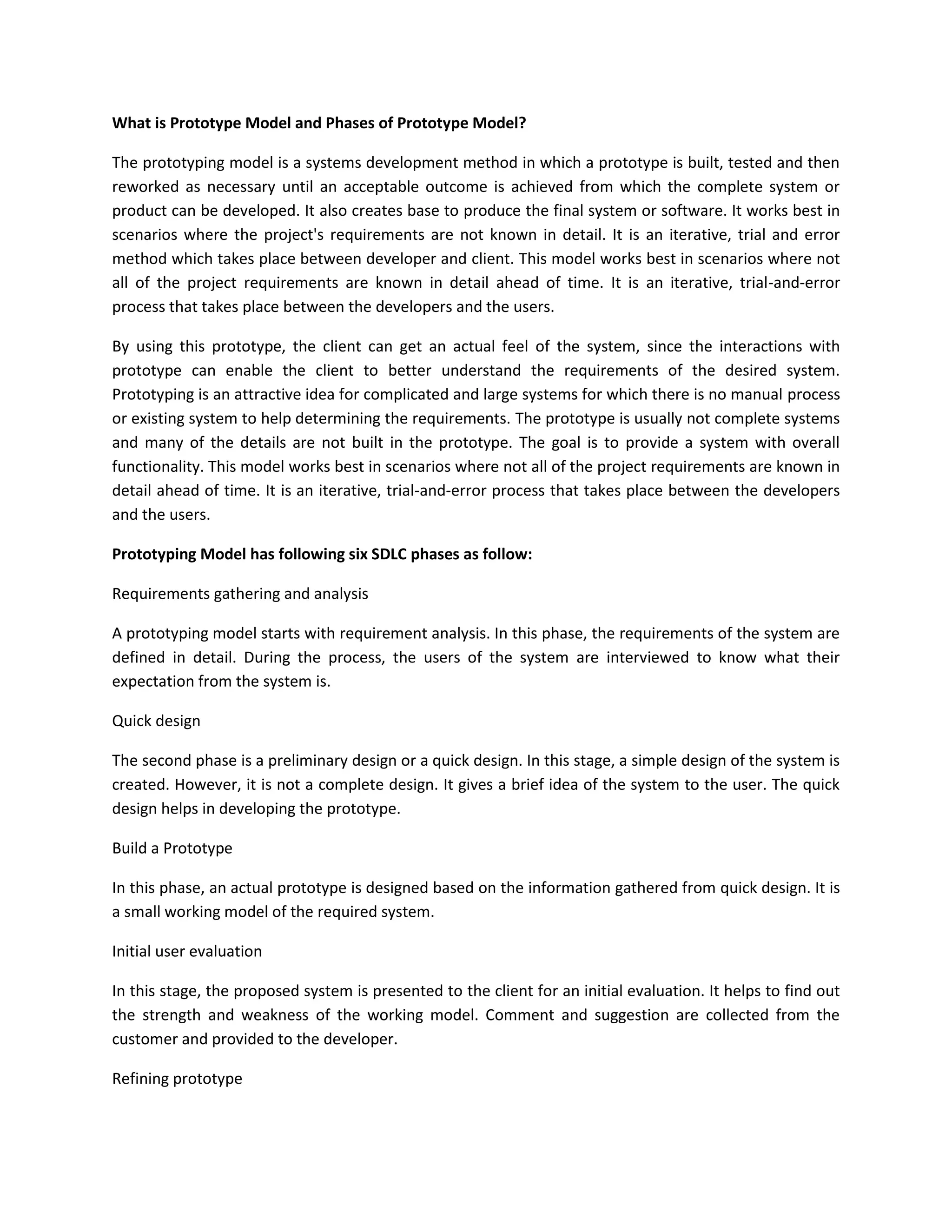 What is Prototype Model and Phases of Prototype Model? | PDF