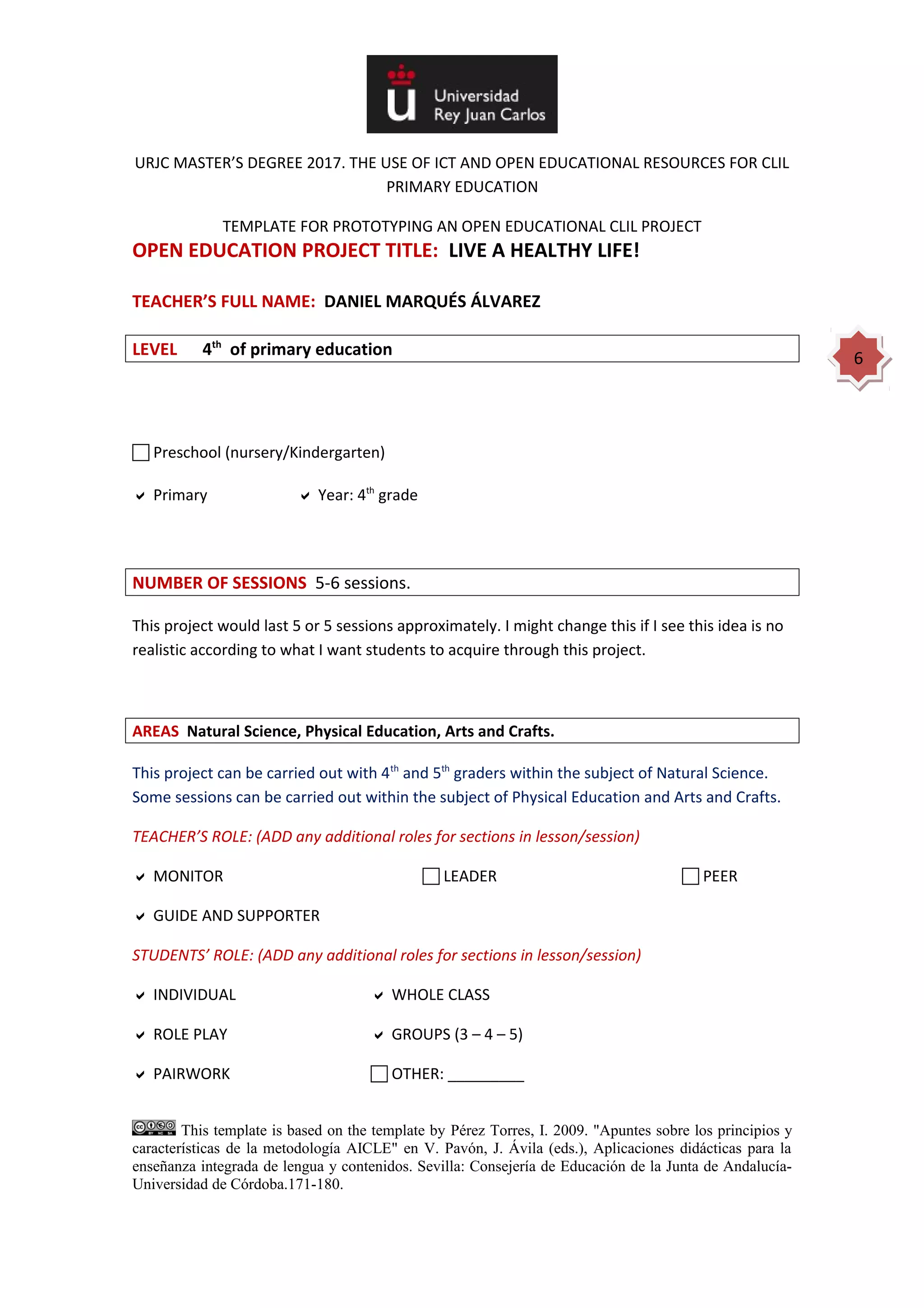 Prototype of a CLIL project: "Live a healthy life" | DOC