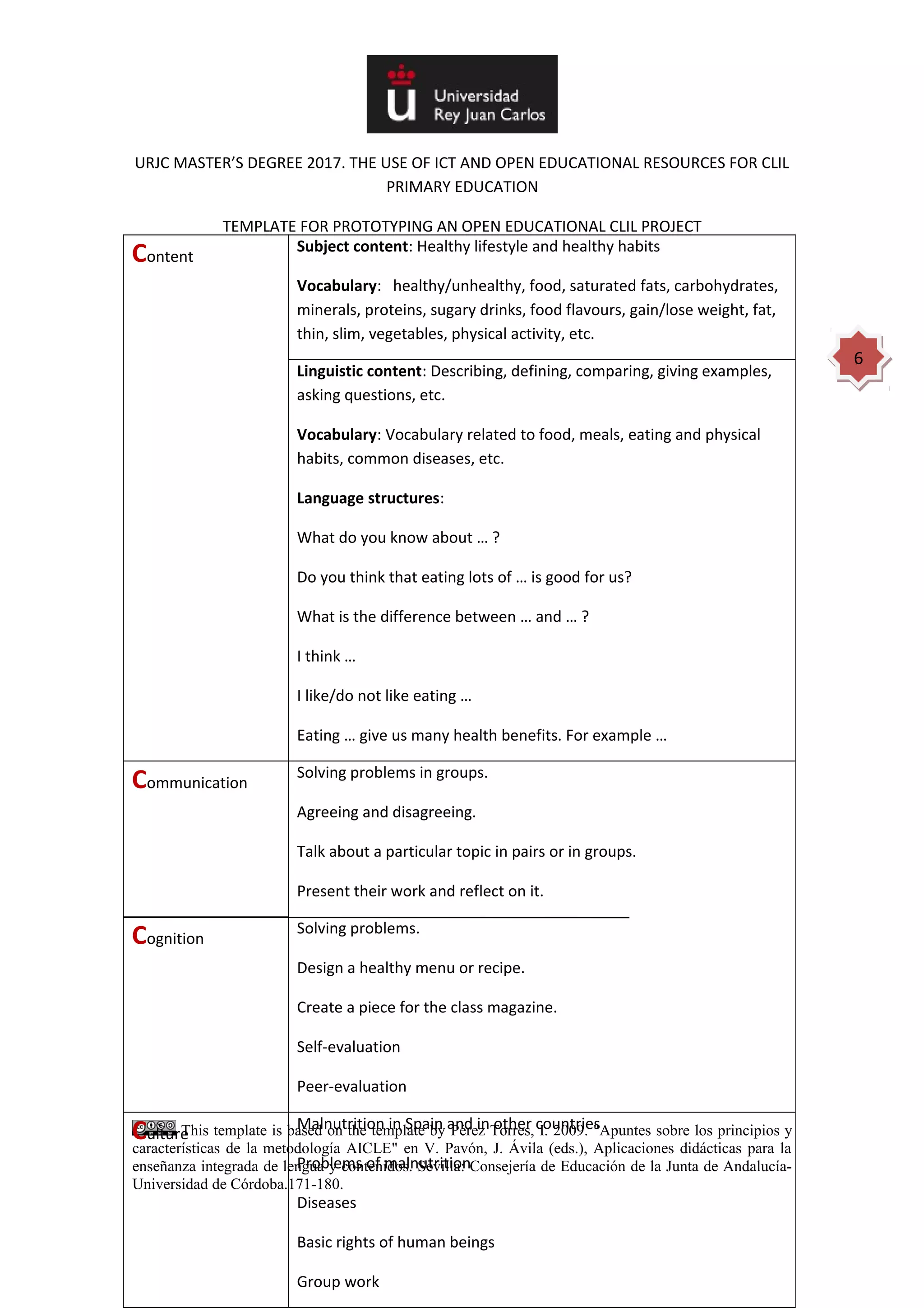 Prototype of a CLIL project: "Live a healthy life" | DOC