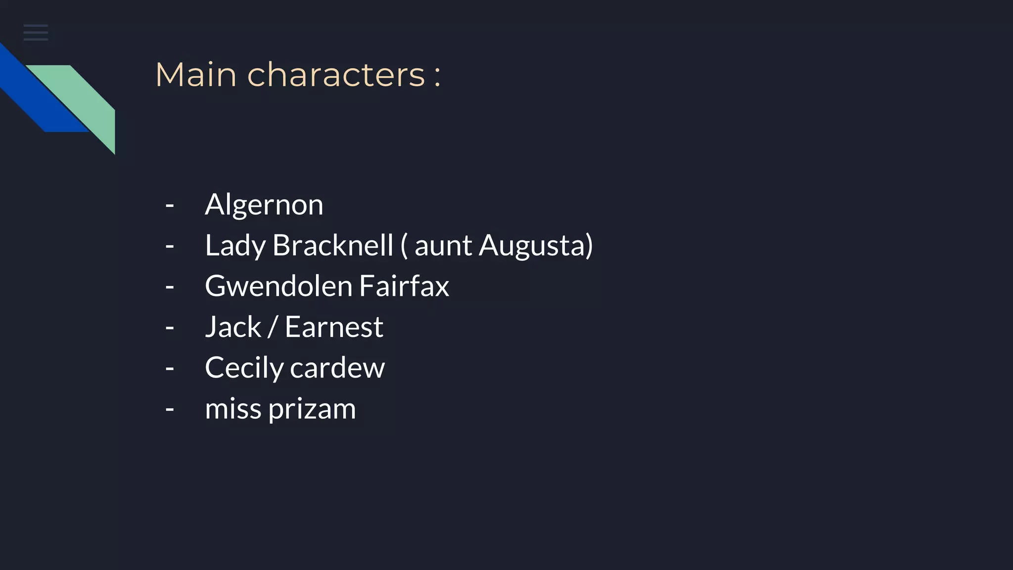 The importance of Being Earnest by Oscar Wilde | PPTX